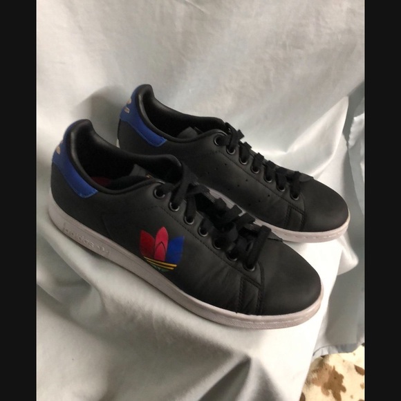 adidas | Shoes | Stan Smith Endorsed Black Leather Adidas Shoes 75 Euc ...